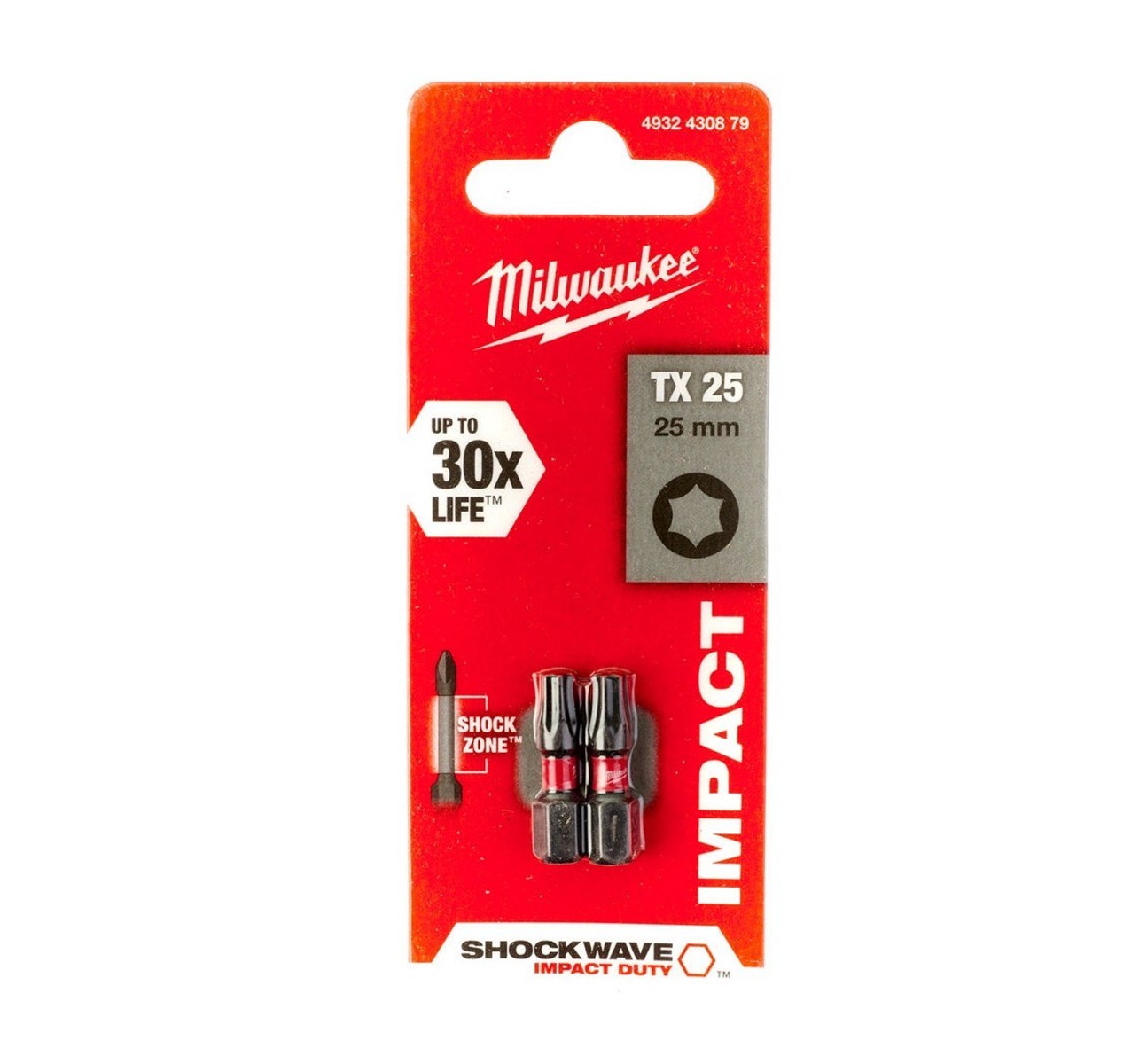 Milwaukee 4032430879 Shockwave Screwdriver Bits TX25 x 25mm Power Tool