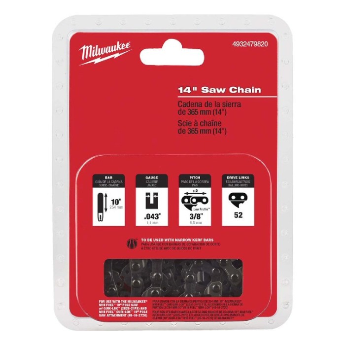 Milwaukee 4932479820 Chainsaw Chain 35cms x 1.1mm Power Tools UK